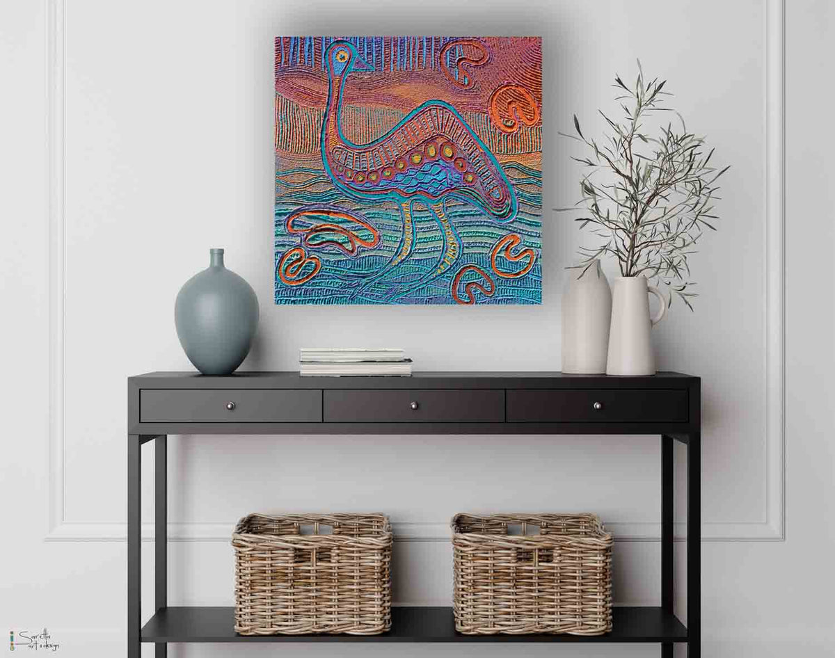 Bayiibayii Parai – Emu on Country artwork by Saretta Fielding – Saretta ...